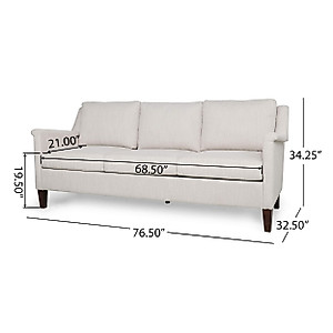 Christopher Knight Home Dupont Contemporary 3 Seater Fabric Sofa, Beige and Espresso