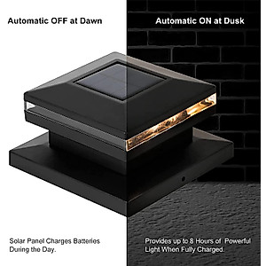 Viewsun 12 Pack Solar Post Cap Lights, Outdoor Fence Post Lights Solar Powered Caps for Deck, Patio, Garden Decor, Warm White High Brightness SMD LED Lighting, Lamp Fits for 4x4 or 6x6 Wooden Posts