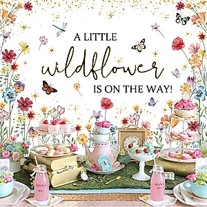 Avezano Wildflower Baby Shower Decorations A Little Wildflower is On The Way Baby Shower Backdrop She is a Wildflower Theme Baby Girls' Baby Shower Photoshoot Background Banner (7x5ft(84x60in))