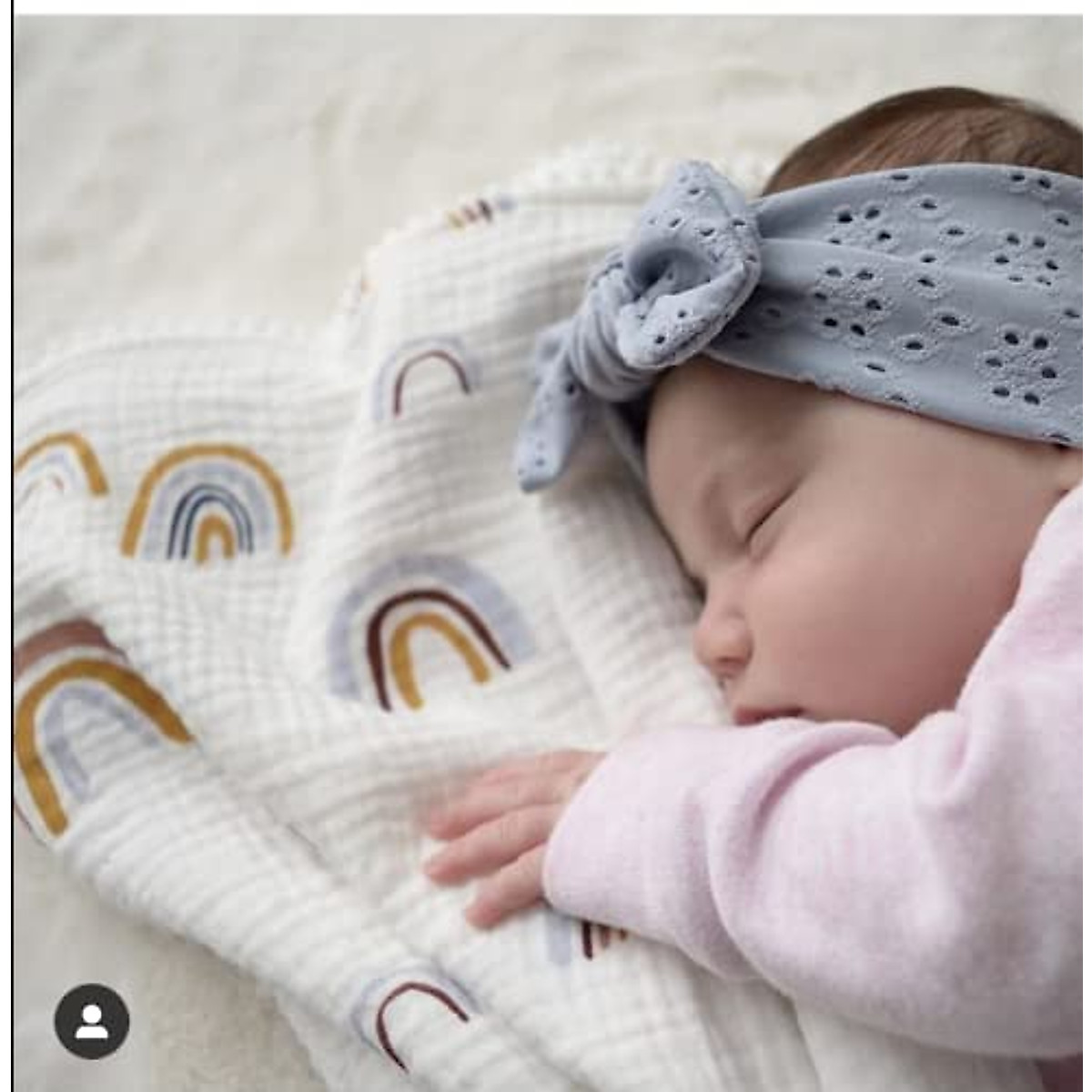 CHUNGEL Cotton Baby Muslin Tassles 40"x 47", Baby Receiving Blanket with Fringe, Boho Muslin Swaddle Blanket with Fringe - Rainbow