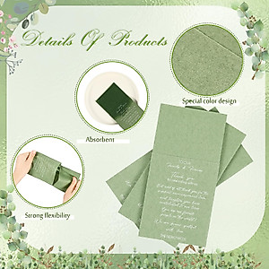 Tatuo 100 Pack Sage Green Napkins Disposable Linen Feel Dinner Napkins with Built in Flatware Pocket Sage Green Paper Napkins for Wedding Dinner Lunch Kitchen Birthday Party Favors