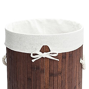 Ninitya Bucket folding dirty clothes basket with lid dark brown