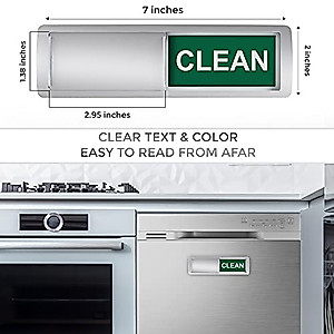 Dishwasher Magnet, Clean Dirty Sign Indicator for Dishwasher Easy to Read and Strong Slide for Changing Signs, Sleek and Convenient Design, Heavy Duty Magnet with Optional Stickers