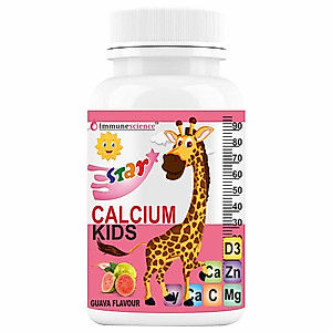 LMP Calcium for Kids with Vitamin D3 (VIT d), Magnesium, Zinc, Vitamin C, L lysine Multivitamin Supplement for Strong Bone, Teeth, Immunity, Growth and Development- 60 Tablets