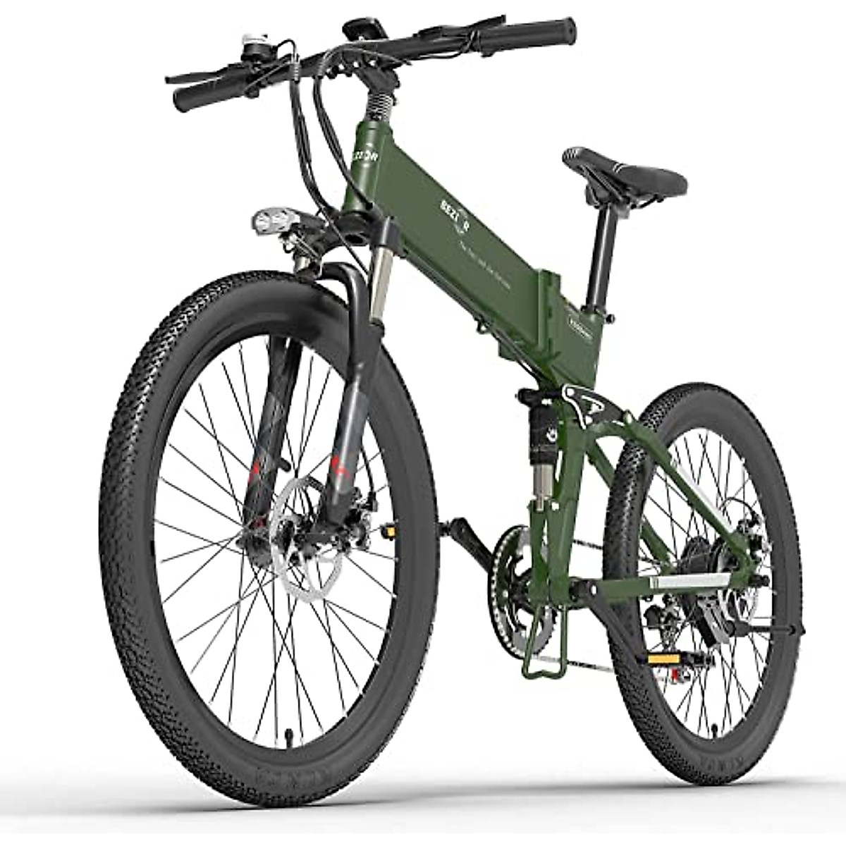 Bezior Electric Bike X500Pro for Adults, Foldable 26" x 1.95 Rubber Tire Electric Bicycle, 500w Motor 48V 10.4Ah Removable Battery, 20MPH Electric Mountain Bike, Suspension Fork, 7 Speed Gears