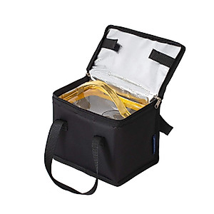 TEAMOOK Foldable Lunch Bag Insulated Lunch Box Water-Resistant Leakproof Soft Cooler Bag Black 10 cans