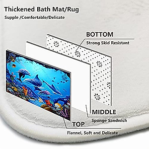 TDCQQGQQ Tropical Ocean Shower Curtain Sets, Sharks and Dolphins Waterproof Windproof Washable Shower Curtain and Rug Set for Bathroom, Toilet Lid Cover and Bath Mat with 12 Hooks.