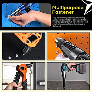 Mardatt 80 Pcs Flange Aluminum Blind Rivet Assortment Set, Black Large Head Tri-Fold Exploding Aluminum Pop Rivets for Sheet Metal, Automotive and Furniture -3/16" x (9/16", 3/4", 13/16, 1")