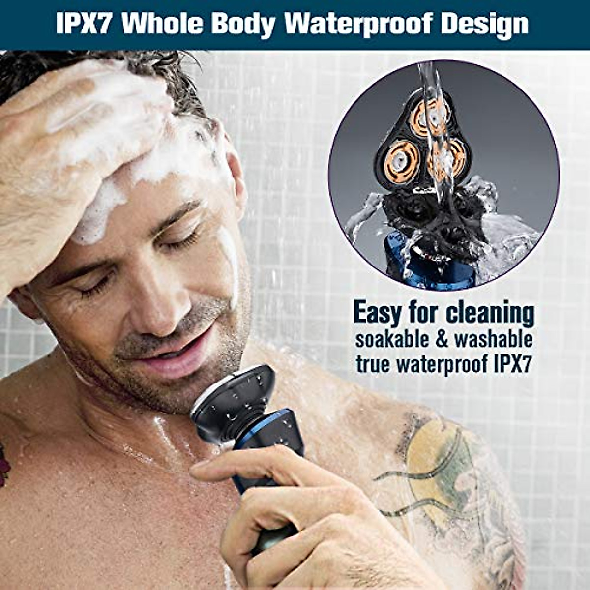 Electric Razor for Men, Mens Electric Shavers, Dry Wet Waterproof Rotary Facial Shaver, Portable Face Shaver Cordless Travel USB Rechargeable with Beard Trimmer LED Display for Shaving Husband Dad