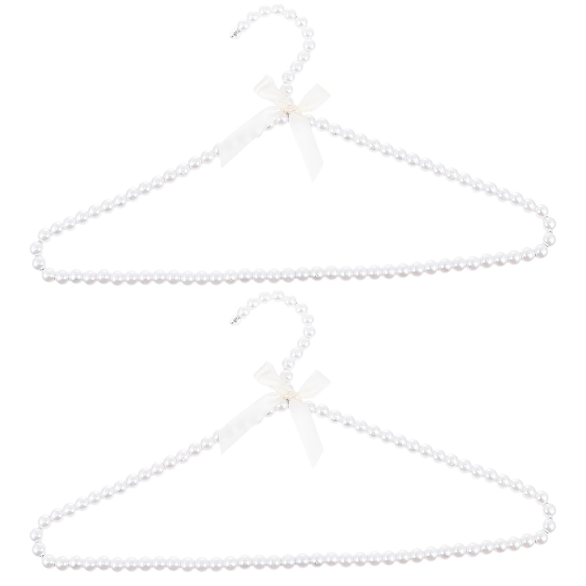 PRETYZOOM Elegant Clothes Hangers Pearl Beads: Clothes Hangers Dress Coat Hangers Closet Coat Storage Organizer Dry Rack 2PCS