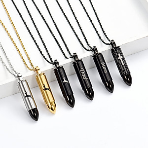 shajwo Cremation Jewelry Bullet Urn Ashes Necklace for Women Men Cylinder Keepsake Memorial Locket Pendant Ash Holder,Dad