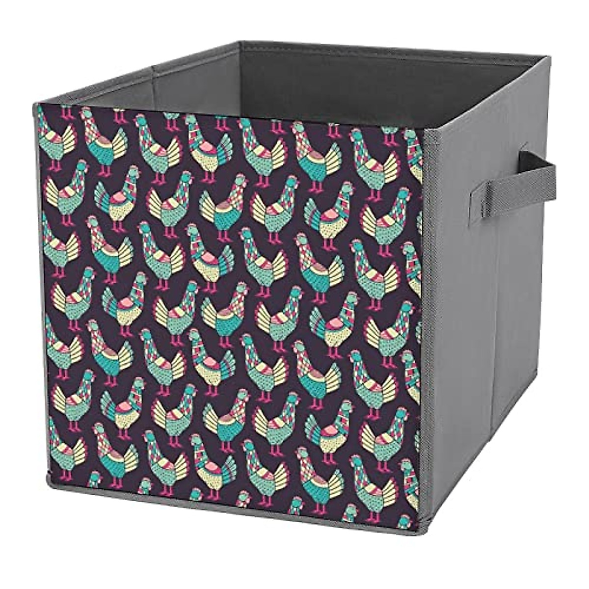 Chickens Canvas Collapsible Storage Bins Cube Organizer Baskets with Handles for Home Office Car