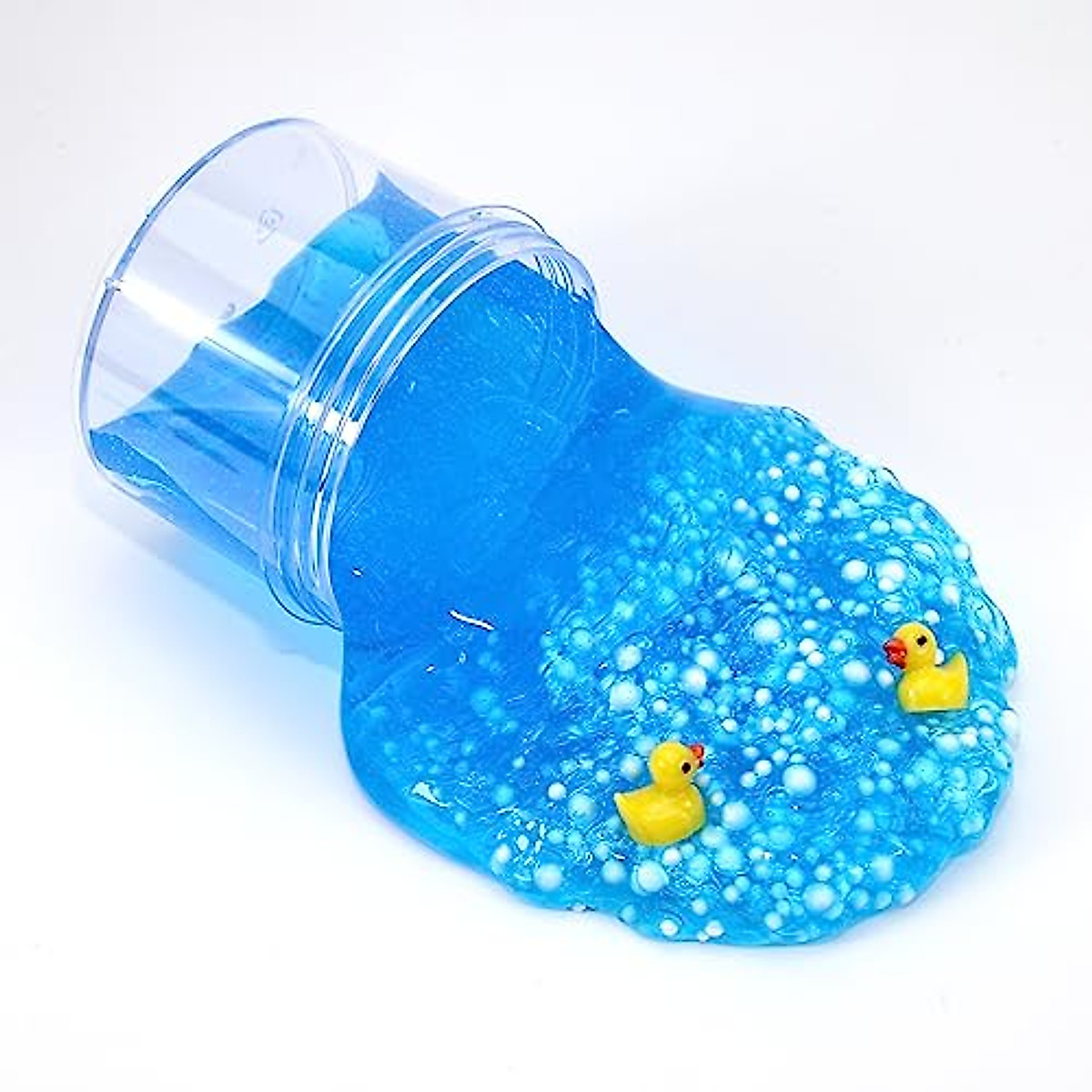 2 Packs Jelly Cube Crunchy Slime Kit for Girls with Duck and Bear(Pink and Blue),Non Sticky and Super Soft Sludge Toy,DIY Crystal Glue Boba Slime Party Favor for Boys,Birthday Gifts for Kids.