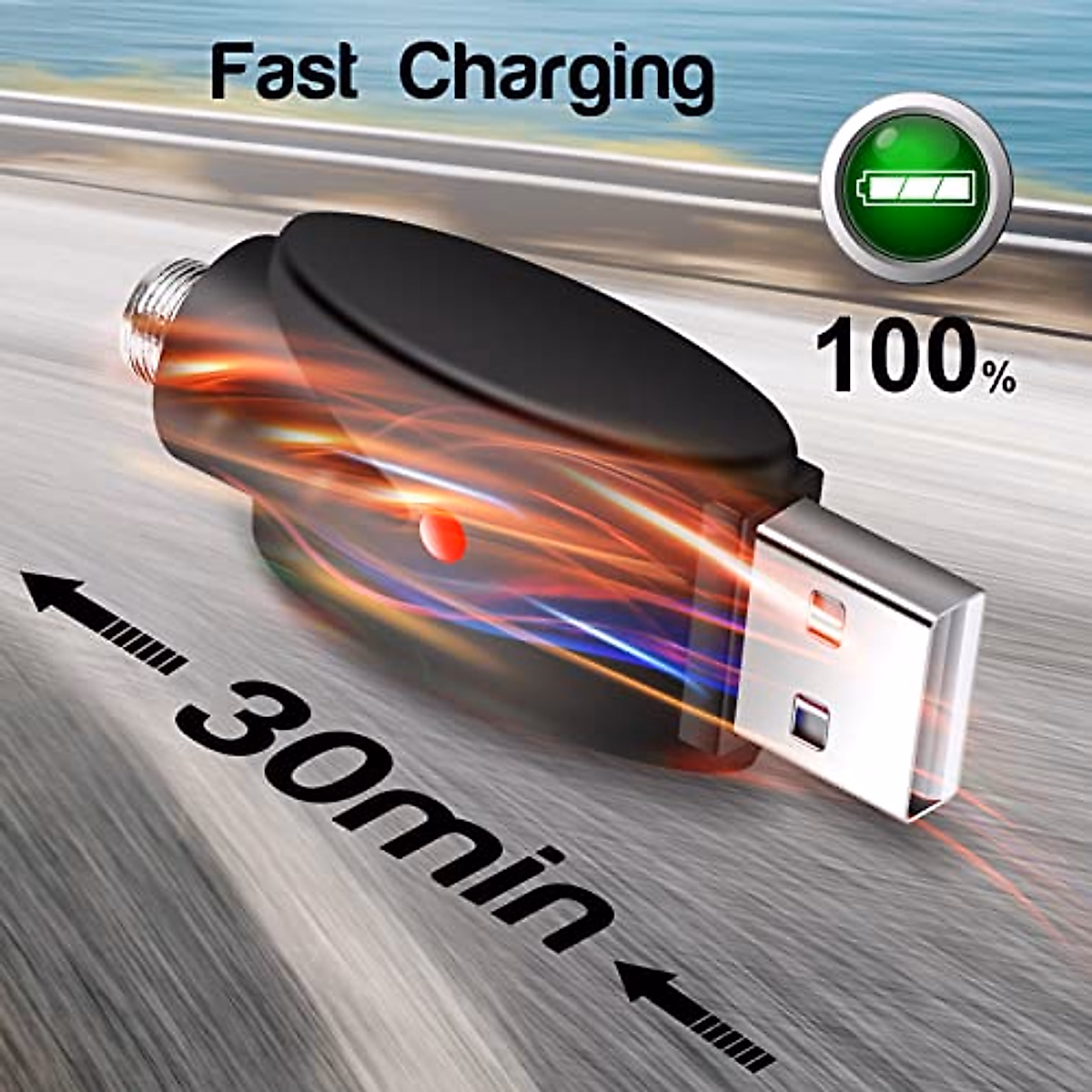 TINAREKA USB Thread Cable, USB Pen Charger Thread Portable Charge USB Cable with Intelligent Overcharge Protection LED Indicator-Wireless Charger x 2, Cable Charger x 1