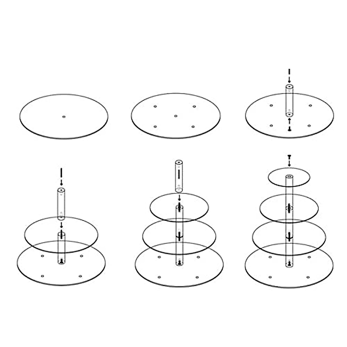 ZXJJ 3/4/5/6 Tier Clear White Round Cup Cake Stand Acrylic Cupcake Stand Supplies Display Tower Wedding Birthday Party Decoration (6 Tiers)
