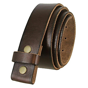 100% One-Piece Full Grain Leather Belt Strap with No Slot Hole 1-1/2"(38mm) Wide (Brown, 34)