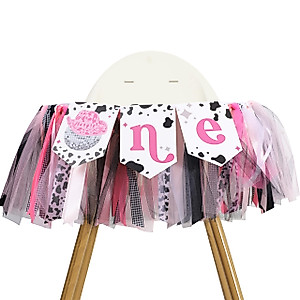 Disco Cowgirl High Chair Banner - Cowgirl First Birthday Decoration,Cowgirl First Rodeo,Man I Feel Like I'm One,Disco Cow Girl Decor