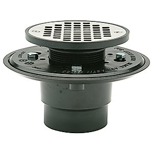 Zurn FD2254-AB2 ABS Adjustable Shower Drain with 4" Round Stainless Steel Strainer, 2"