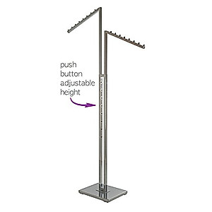 Only Garment Racks - Clothing Rack - Heavy Duty Polished Chrome Finish Clothing Rack - 2 Way Clothes Rack, Adjustable Height Garment Rack with Waterfall Arms, Perfect for Retail Clothing Store Display