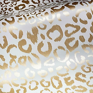 RoomMates RMK10700WP Metallic Gold Leopard Peel and Stick Wallpaper, 20.5" x 16.5 feet