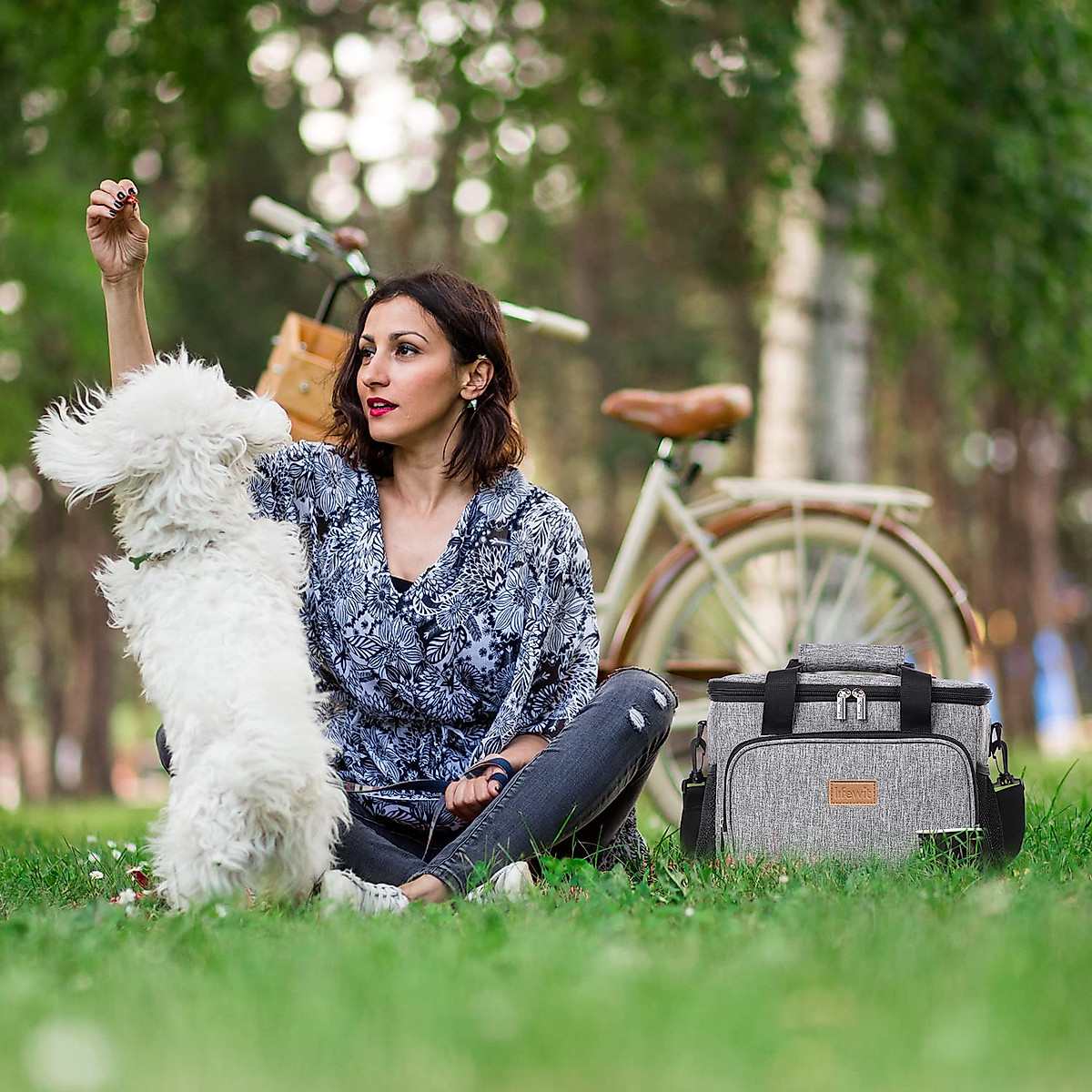 Lifewit 15L Collapsible Cooler Bag Grey and 7L Insulated Lunch Bag Stripes