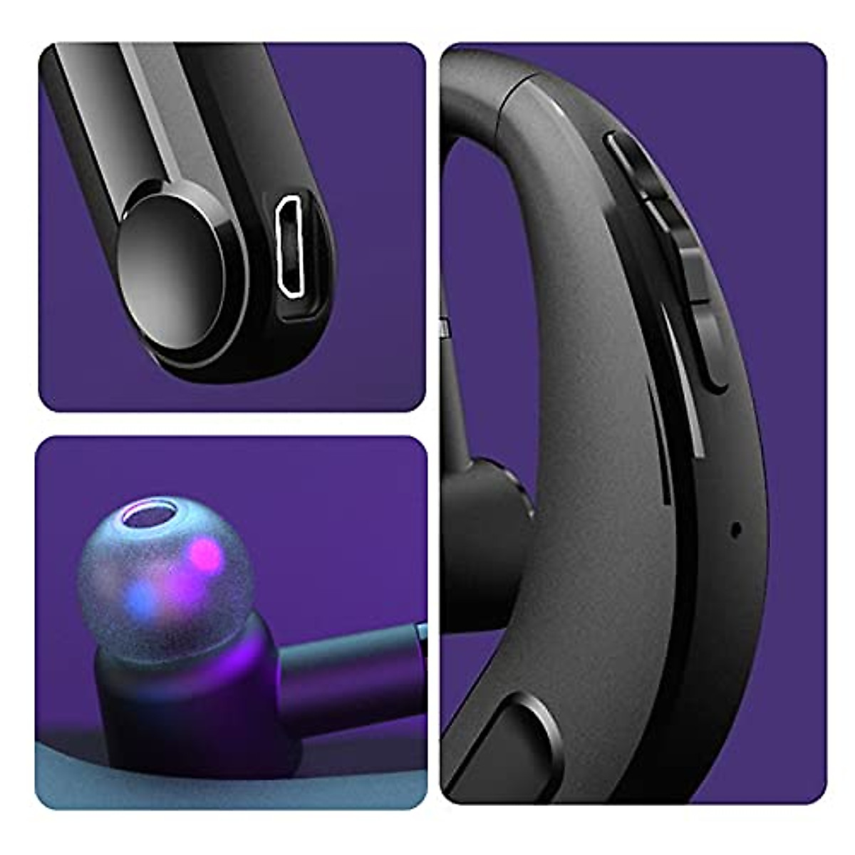 Gaweb Earphones, 1Pc M21 Wireless Earbud Hanging Ear Multifunctional Bluetooth 5.0 HiFi Stable Sports Headphone for Office - Black