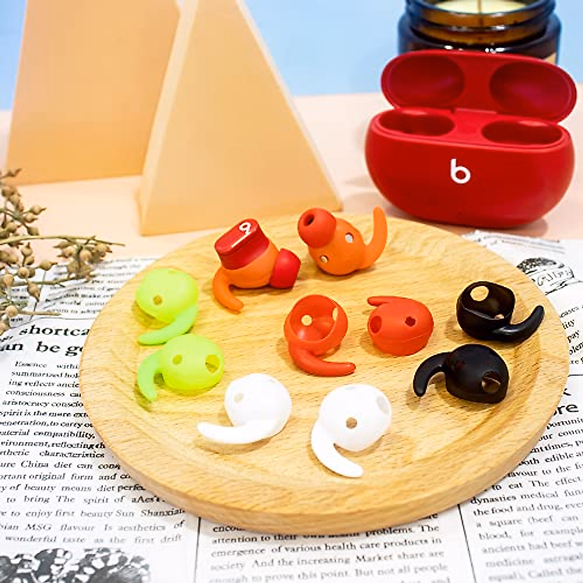 A-Focus Ear Hooks Compatible with Beats Studio Buds Ear Tips Accessories, Anti-Slip Non-Slip Sport Outdoor Wings Eartips Silicone Cover Holder Added Storage Box Compatible with Beats Studio Buds