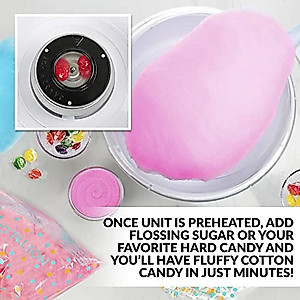 Nostalgia Retro Countertop Cotton Candy Maker, Vintage Candy Machine for Hard Candy & Flossing Sugar, Includes 2 Reusable Cones and Scoop, Retro Red