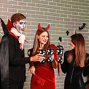 JarThenaAMCS 12Pcs Halloween Plastic Cups with Straw and Lid Cute Ghost Tumbler Boo Plastic Cups for Cold Drinks Halloween Decoration Party Favors