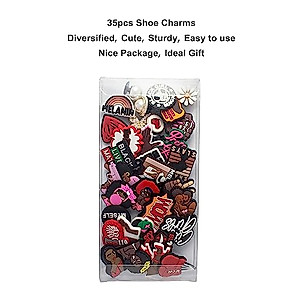 Black Girl Shoe Charms for Croc for Women Cute Shoe Decorations Accessories for Girls Teens Adults Girly Designer Charms Pack for Bubble Slides Bogg Bag Clog