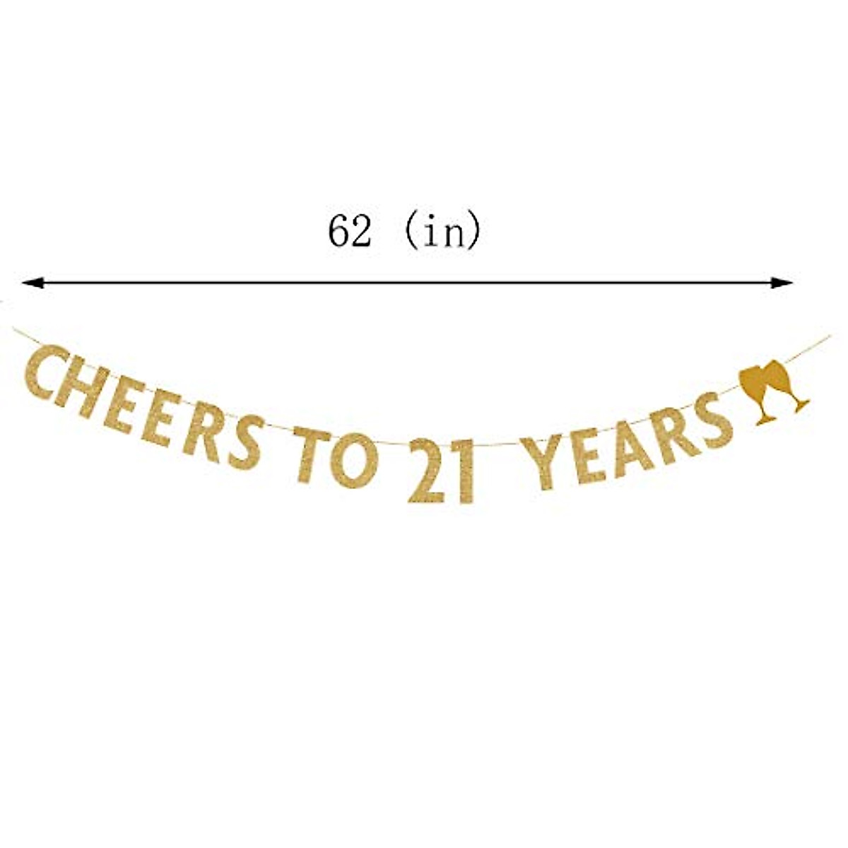 MAGJUCHE Gold glitter Cheers to 21 years banner,21th birthday party decorations