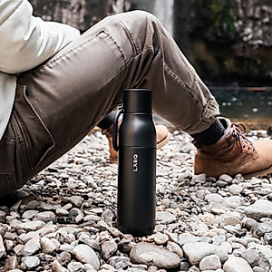 LARQ Flip Top 17 oz Insulated Stainless Steel Water Bottle With Straw | Thermos, BPA Free | Reusable Bottle for Sports, Gym, Travel | Keeps Drinks Cold 24 Hours, Obsidian Black