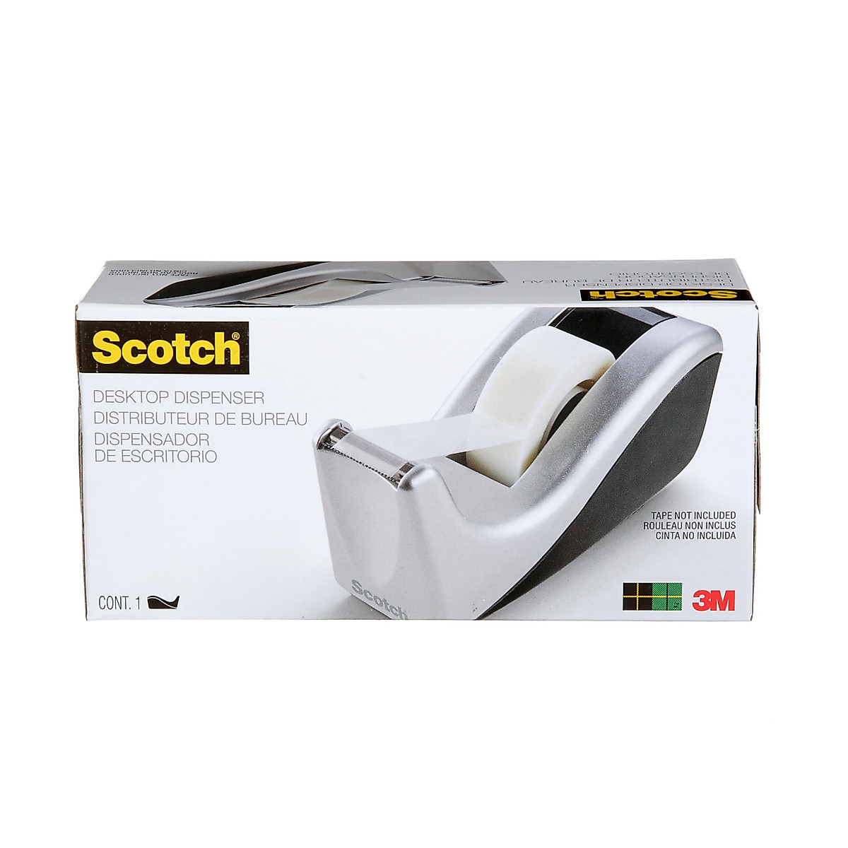 Scotch Desktop Tape Dispenser, Silvertech Two-Tone (C60-ST)
