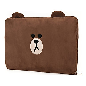 GUND LINE Friends Brown Zippered Computer Laptop Soft Case, 10.5”H x 15”W