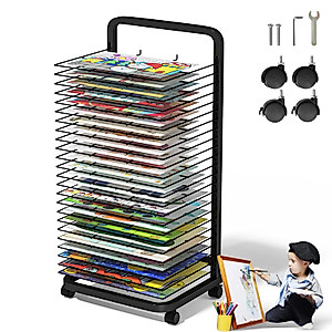 ZXMOTO Art Drying Rack Steel Drying Painting Racks Double Sided Wire Drying Shelf for Classrooms, Art Studio,Art Clubs,25 Shelves, 17x16x35Inches