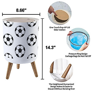 LGCZNWDFHTZ Small Trash Can with Lid for Bathroom Kitchen Office Diaper Soccer Football Seamless Pattern Texture Bedroom Garbage Trash Bin Dog Proof Waste Basket Cute Decorative