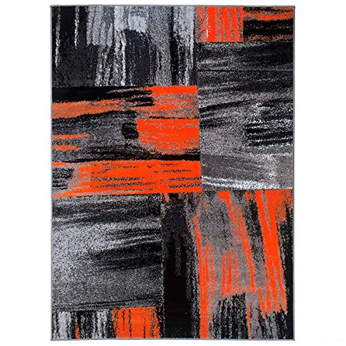 Handcraft Rugs-Orange/Gray/Silver/Black/Abstract Contemporary Modern Brush Design Mixed Colors Area Rug