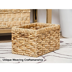 StorageWorks Small Wicker Baskets, Water Hyacinth Baskets with Built-in Handles, Handwoven Bathroom Baskets for Organizing, Medium & Small, 2 Pack