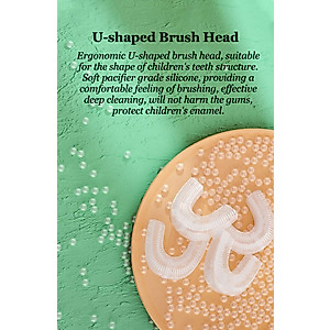 FOKER U-Shaped Electric Toothbrush Brush Replacement Heads, Kids Automatic Toothbrush Head Accessories, Replaceable Toothbrush Head, Silicone Toothbrush Head, Suitable for 2-6 Years Old, Pack of 4