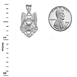 925 Sterling Silver German Shepherd Dog Head Charm Pendant