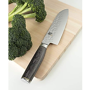 Shun Cutlery Premier Grey Santoku Knife 7", Asian-Inspired Knife for All-Purpose Food Prep, Chef Knife Alternative, Handcrafted Japanese Knife
