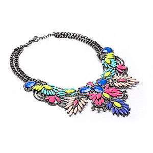 Lovage Colorful Resin Bubble Bib Statement Necklace Bohemian Chunky Collar Jewelry
