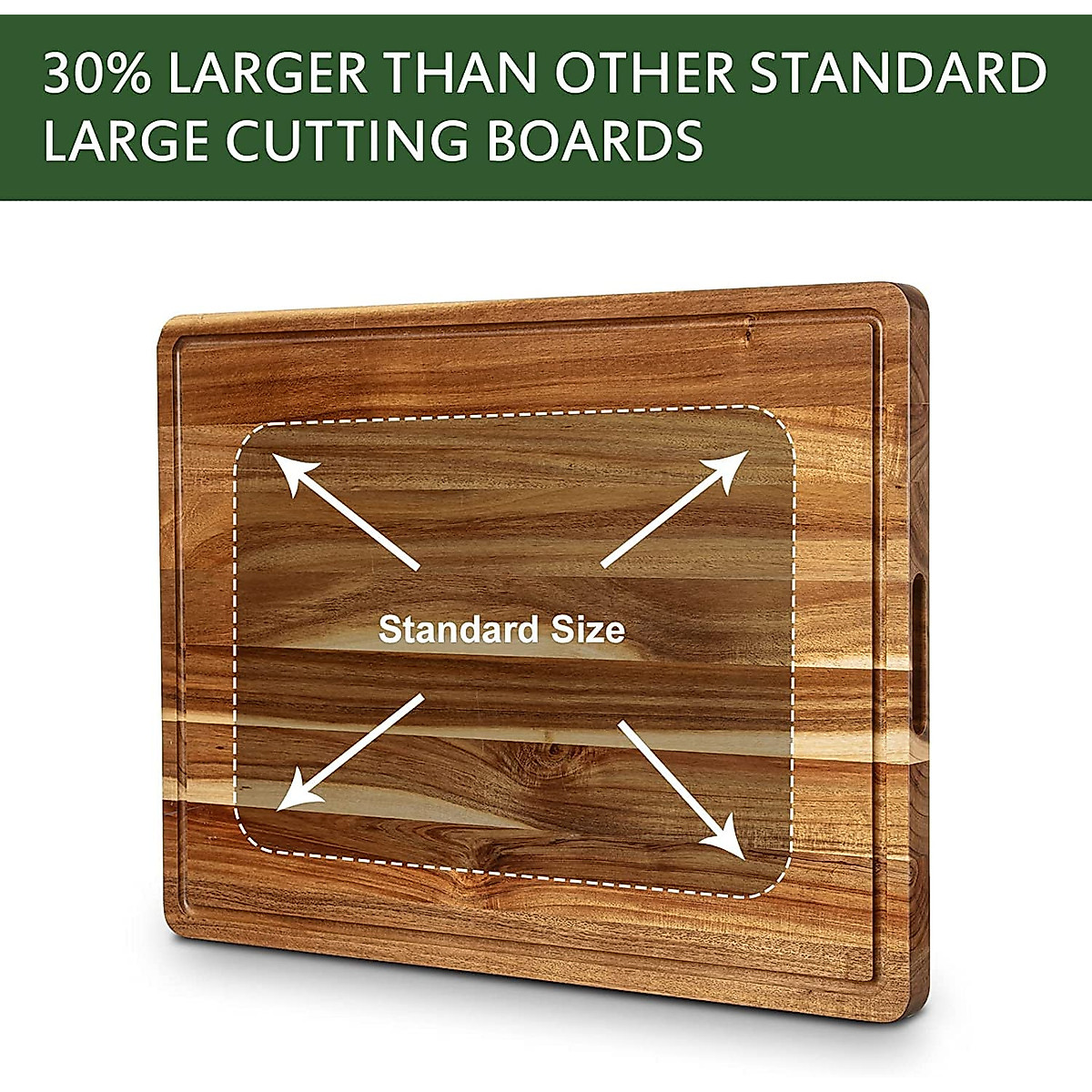 24 x 18 Inch Large Acacia Wood Cutting Board, Reversible Wooden Butcher Block Cutting Board with Juice Groove, Carving Board for Meat, Turkey, Charcuterie