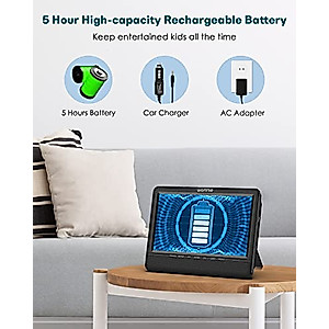 WONNIE 7.5'' Dual Car DVD Player, Portable DVD Player for Car Plays Same Movie, with 5 Hours Rechargeable Battery, Support USB/SD/Sync TV, Regions Free, Last Memory, AV Out & in (1 Player+1 Monitor)