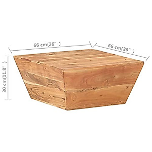 QJBSAVVA Coffee Table V-Shape 26"x26"x11.8" Solid Acacia Wood,Bedside Tables Side Tables End Tables Entrance Tables Suitable for Meeting Rooms, Reception Rooms, Offices