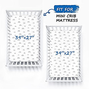 Pack n Play Sheets 2 Pack (27"x 39"x 5") for Dream On Me Play Yard, Mini Crib Sheets Set for Baby Girls Boys, Portable Playard Sheet, Ultra Soft Microfiber Pack n Play Mattress Sheet, Rainbow