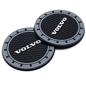 2 Pcs Silicone Non-Slip Car Cup Holder Coasters for Volvo XC60, XC90, S90, V90 2019-2022 with Car Logo Car Cup Holder Car Accessories(3 Inch)