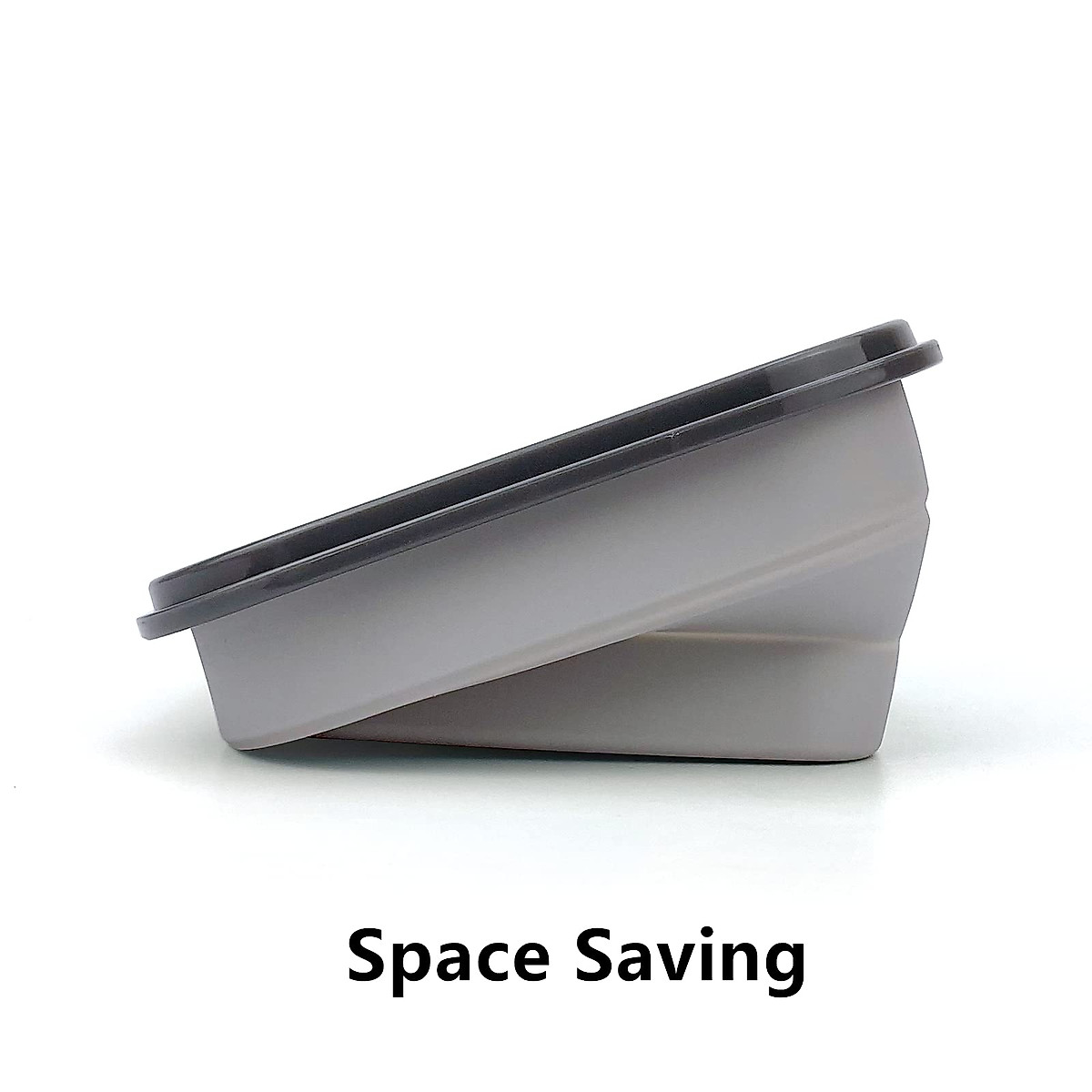 CARTINTS Large 1200ml Collapsible Bowls with Lids, Silicone Food Storage Containers, Space-Saving Meal Prep Containers For Kitchen and Outdoors Camping, Set of 3, Grey