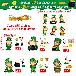 chiazllta 30 Packs St. Patrick's Day Craft Kits DIY Leprechauns Art Craft for Preschool Kids, St. Patrick’s Day Make Your Own Leprechauns Paper Craft Set for Home Class Game Activities Kindergarten