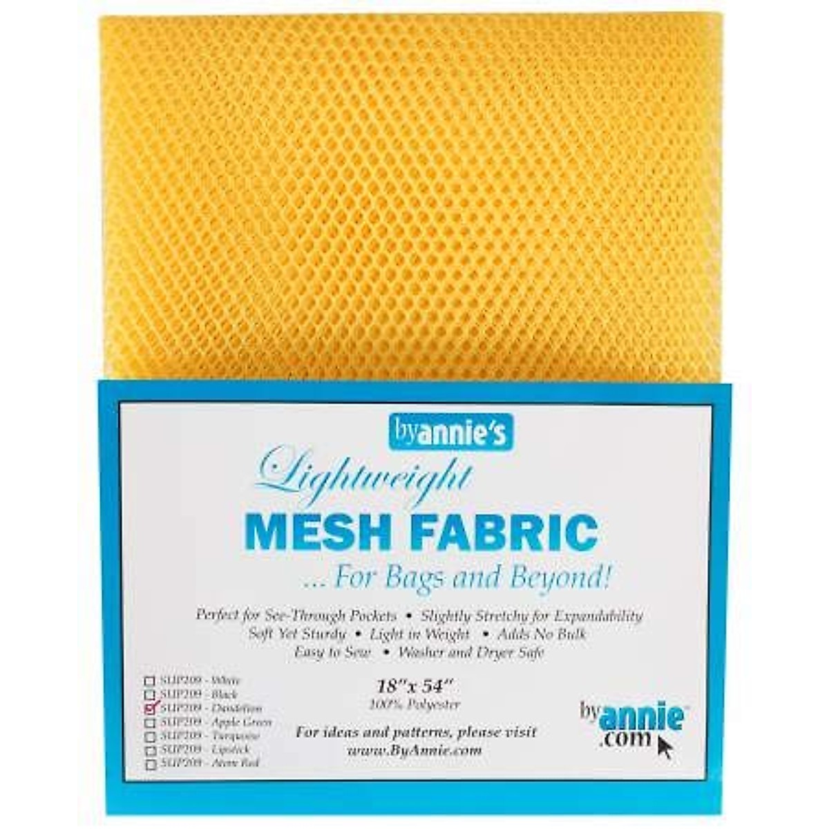 Mesh Fabric Lightweight Primary Bundle- Dandelion, Parrot Blue, White, Black and Atomic Red - 18" x 54" with Tape Measure-Bundle of 6 Items Primary
